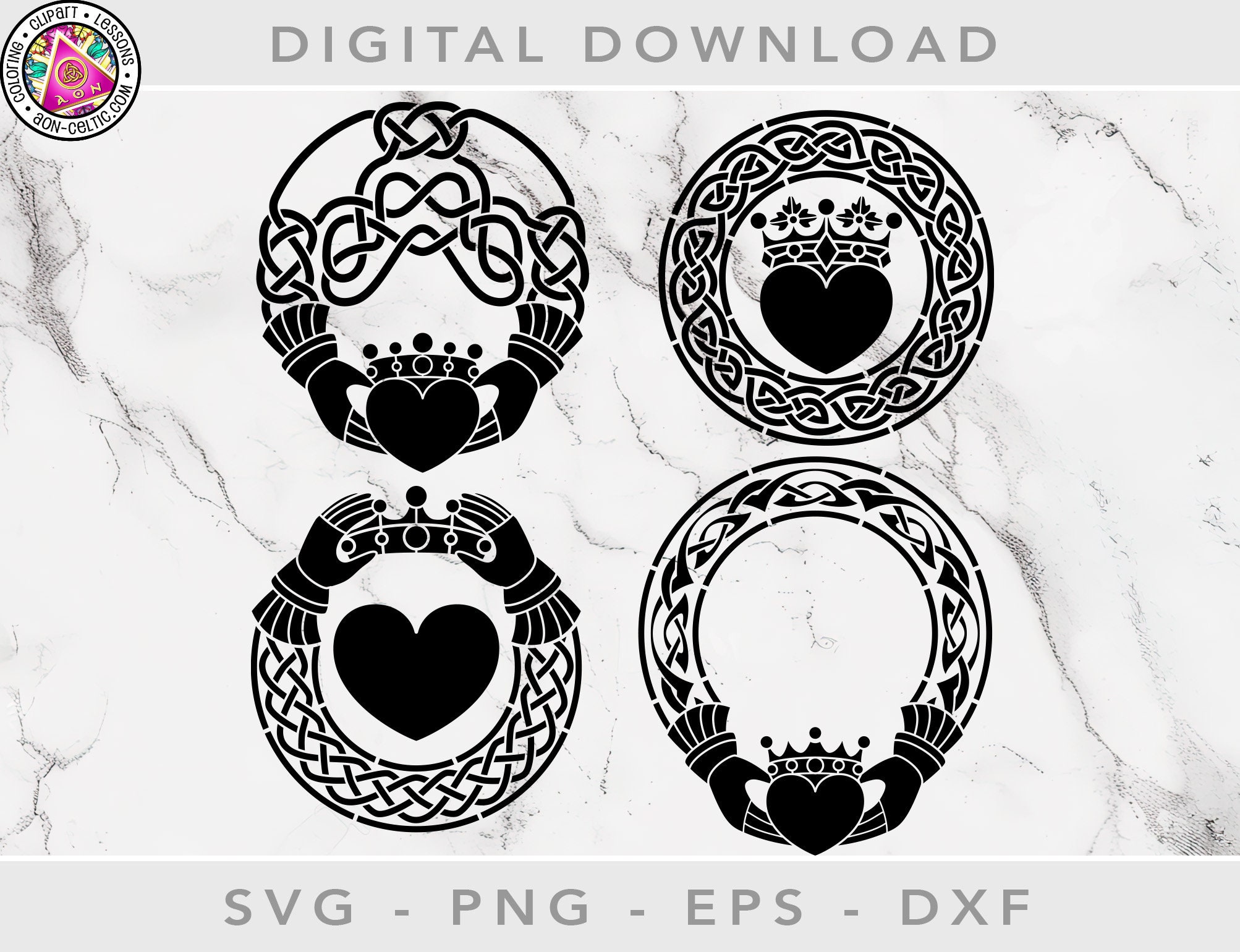 Celtic Claddagh SVG Files, Irish Knot Hearts (digital Craft Download ...