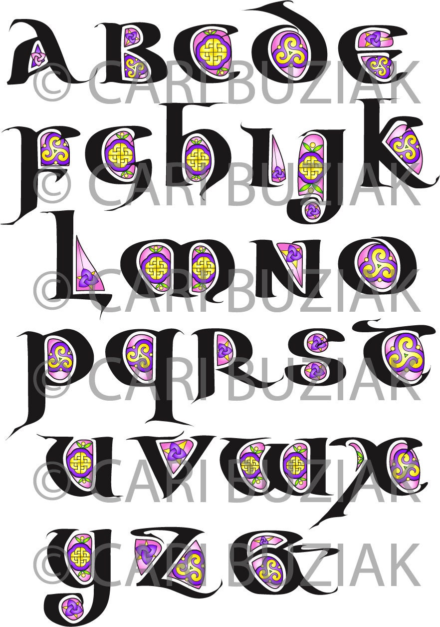 CELTIC Clipart ALPHABET Durrow Decorated Letters Full - Etsy
