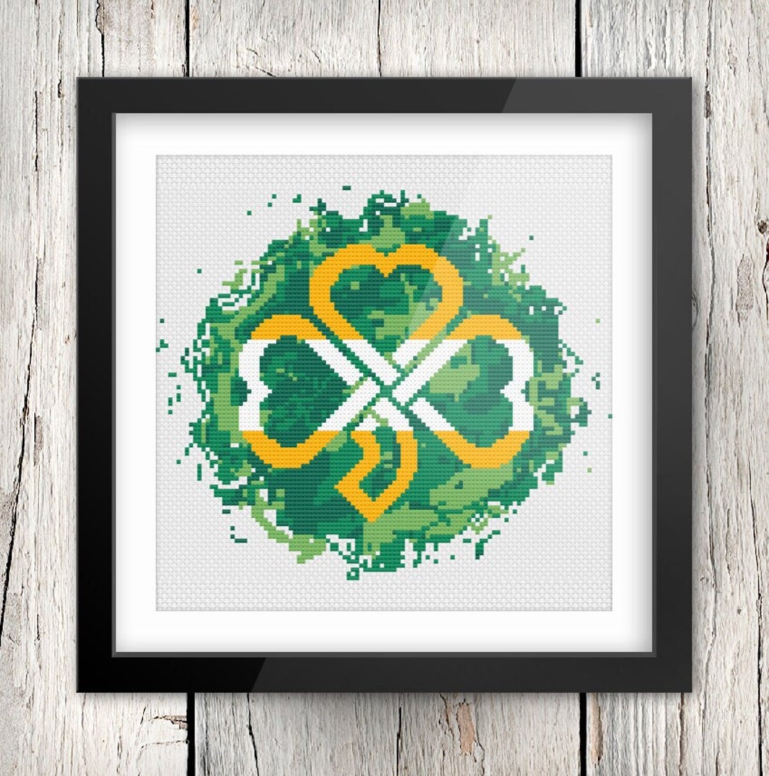 Celtic Cross-stitch Pattern: Shamrock Splash in Irish Colors - Etsy