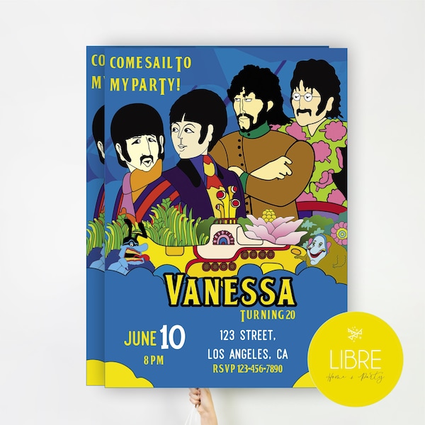 Beatles Birthday Invitation - Etsy