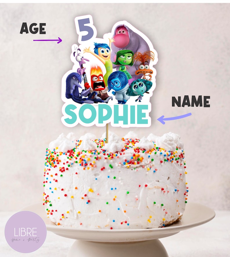 Inside Out Cake Topper Centerpiece, Joy Envy Digital Cake Topper ...