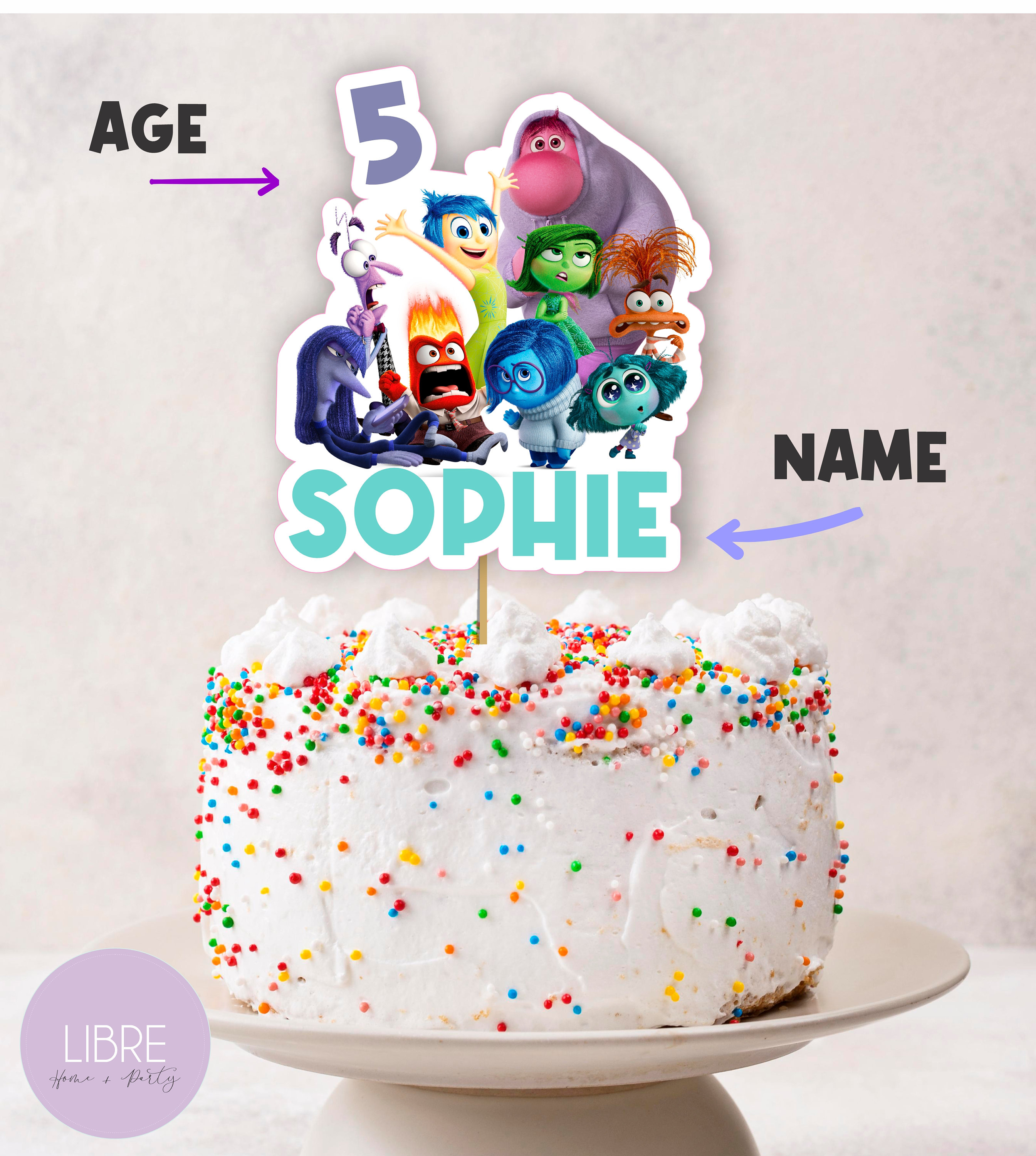 Inside Out Cake Topper Centerpiece, Joy Envy Digital Cake Topper ...