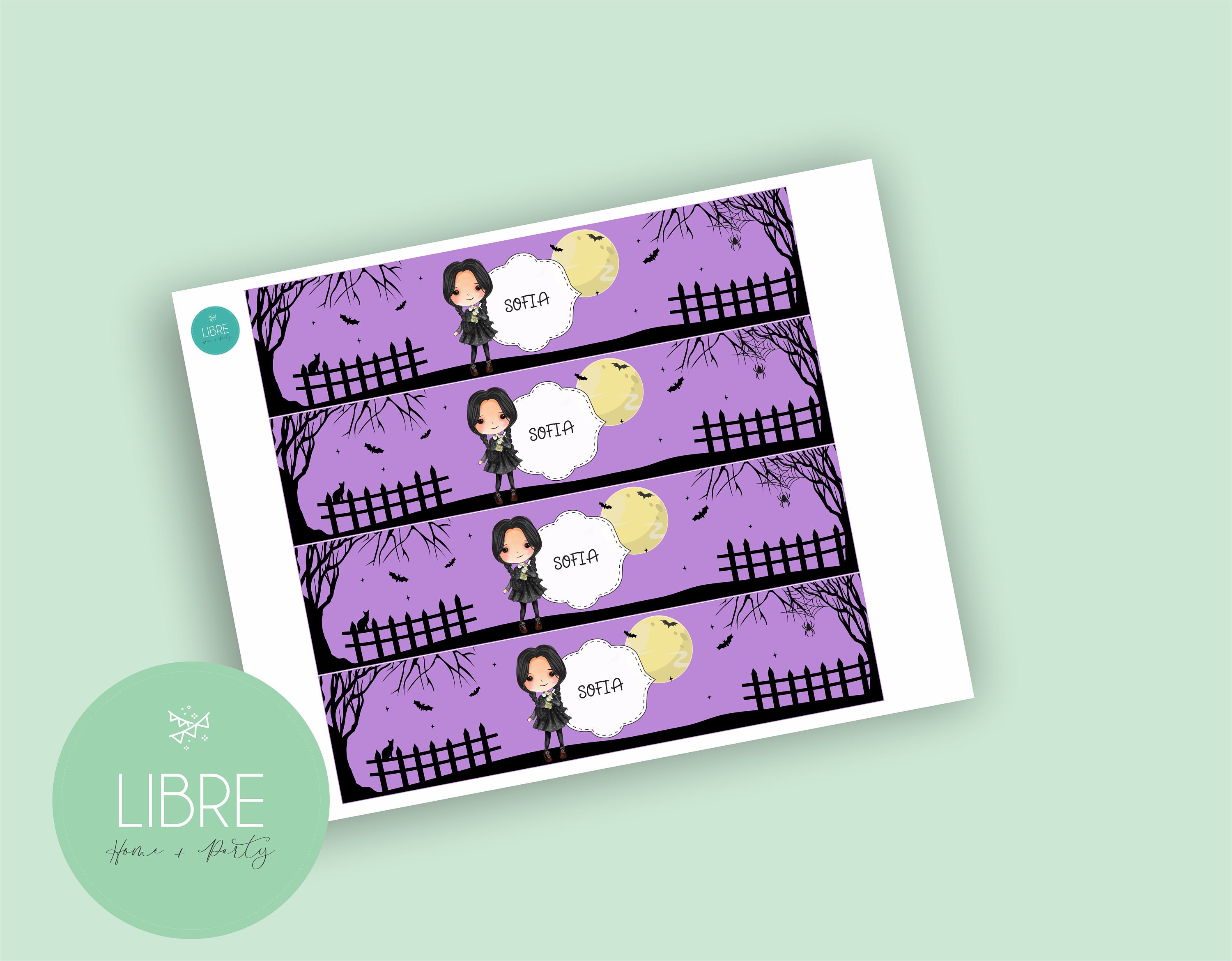 Wednesday Addams Personalized Water Bottle Label ,birthday Party Labels ...