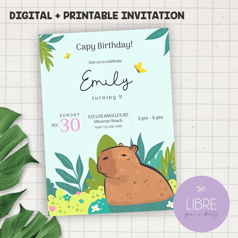 Capibara invitacion - Etsy México