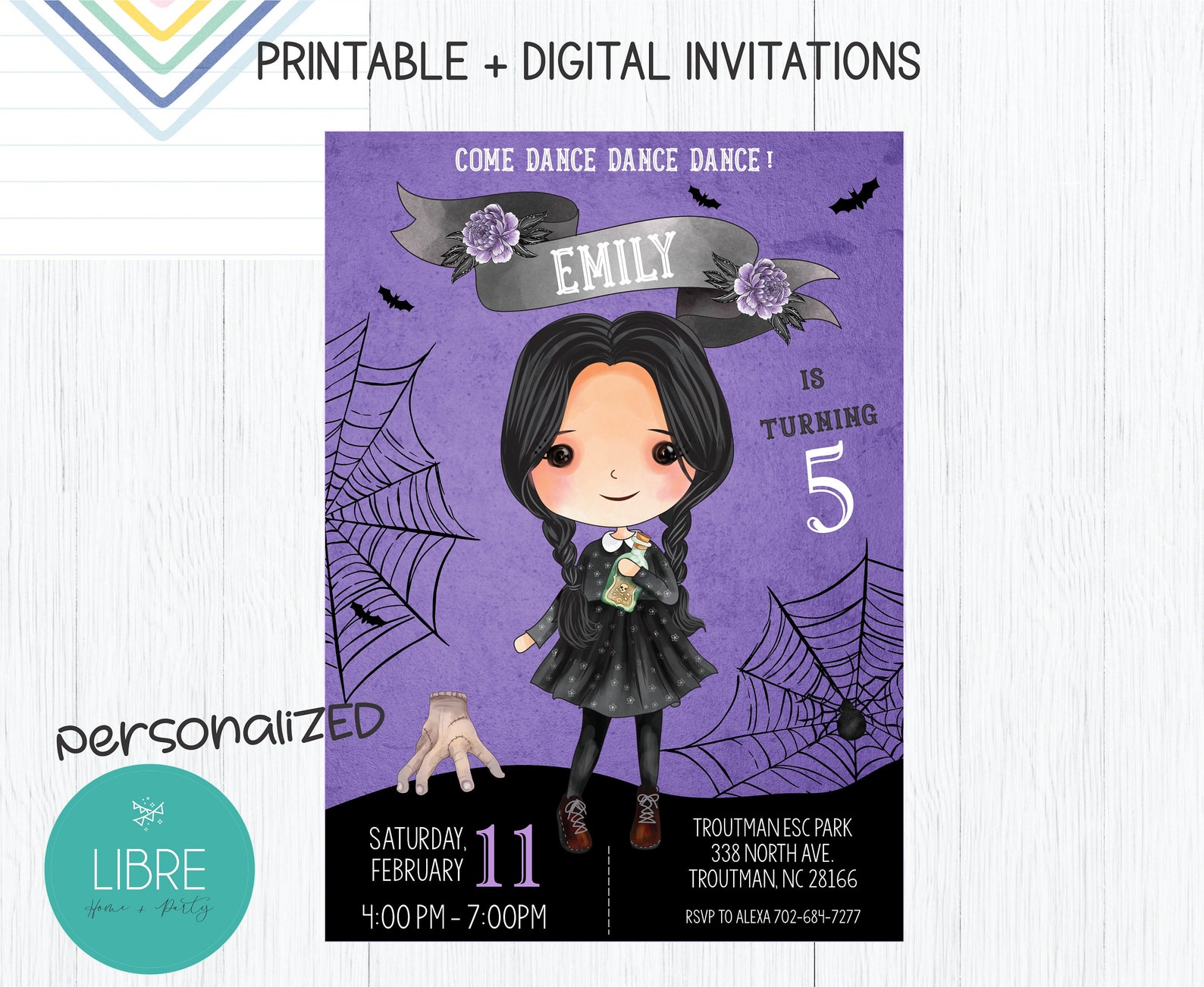 Miércoles Invitación Digital e Imprimible , Miércoles Addams Birthday ...