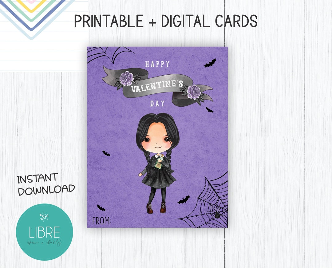 Wednesday Valentine Cards for Kids, Kids Valentine Cards, Valentine ...