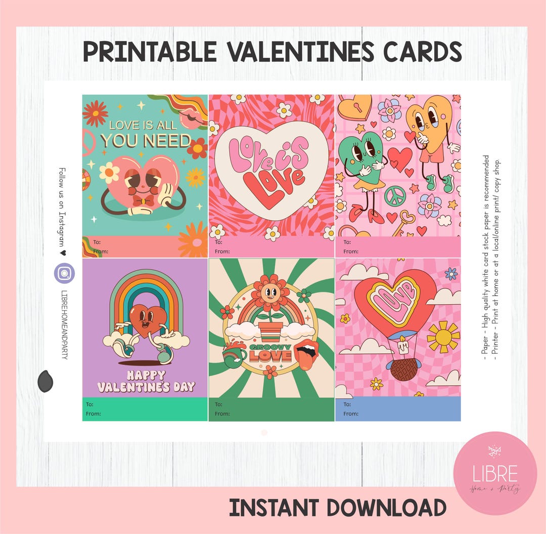 Printable Groovy the Beatles Valentine Cards Love is Love ,valentine ...