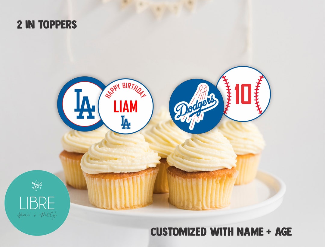 Printable Customized LA Dodgers Birthday Cupcake Toppers | Dodgers ...