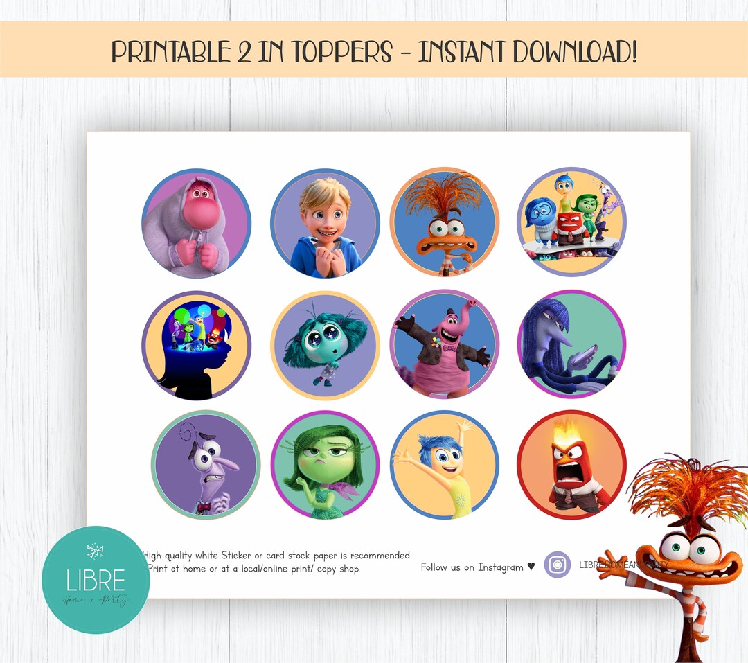Inside Out 2 Party Toppers: Printable Birthday Decorations (instant ...