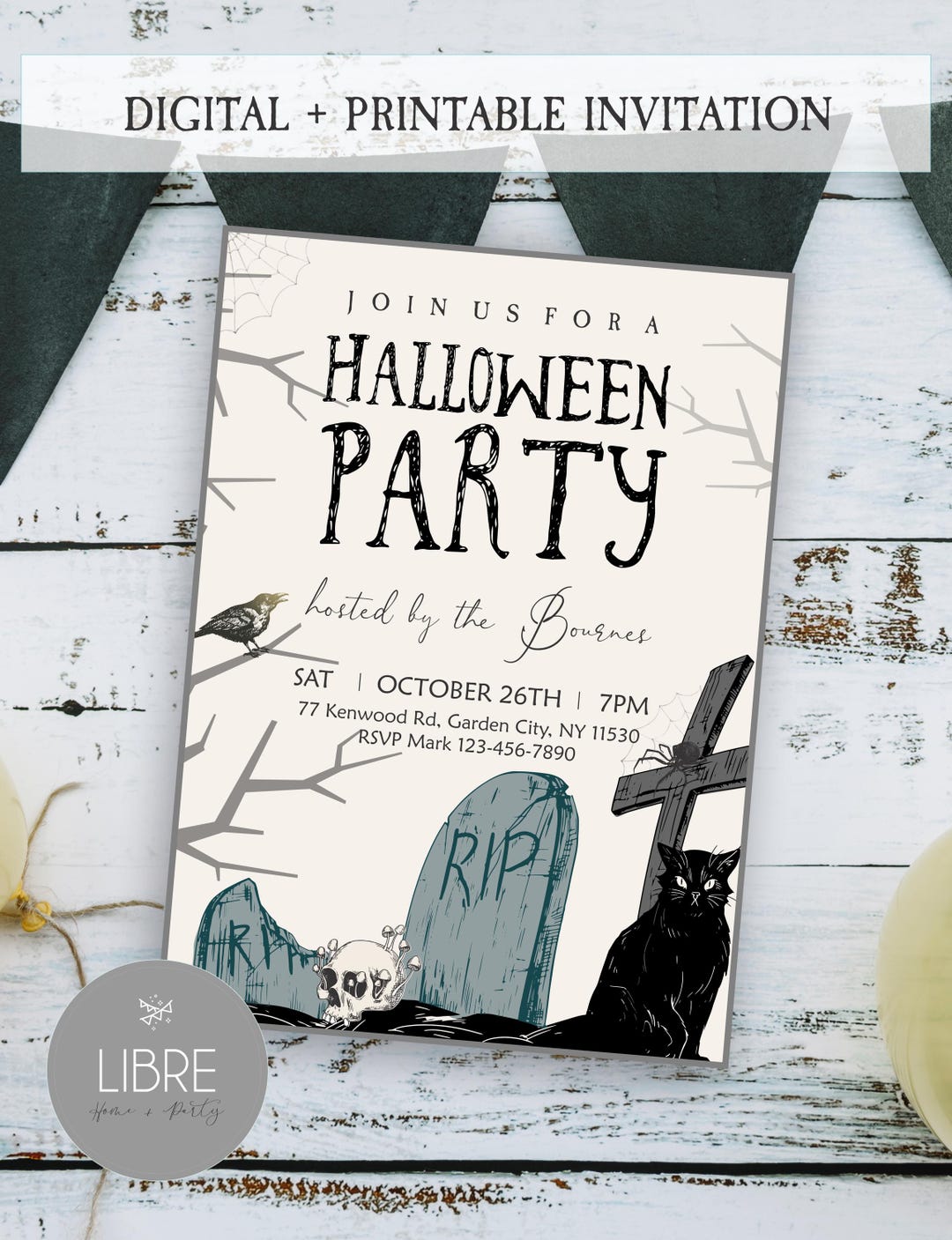 Vintage Halloween Invitation Digital + Printable , Halloween Invite ...