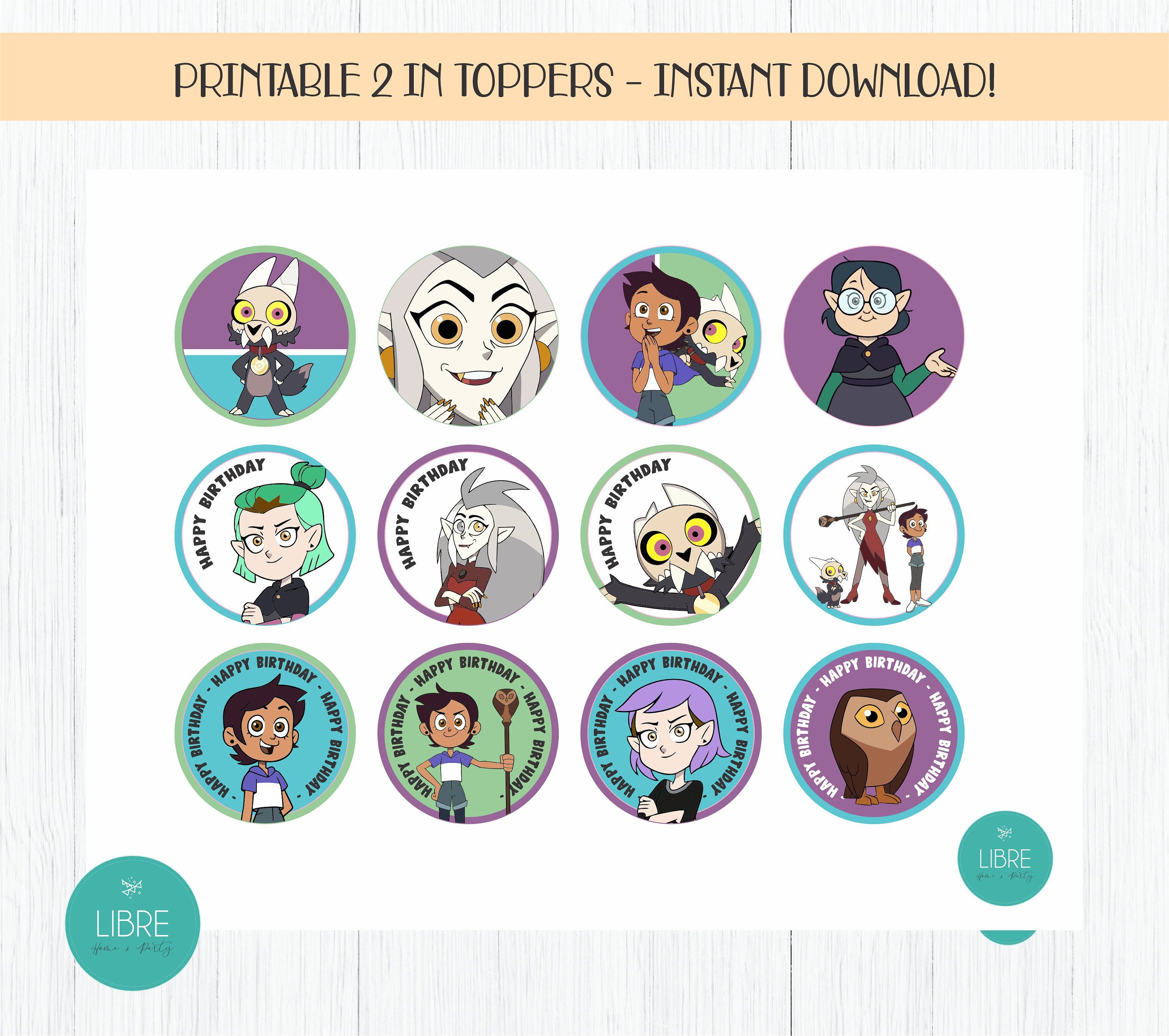 Printable Owl House 2in Birthday Party Cupcake Toppers, Party Supplies ...