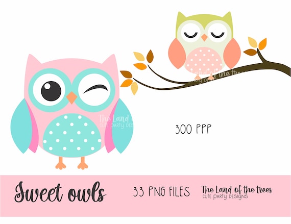 Pink Owl On Branch Clip Art