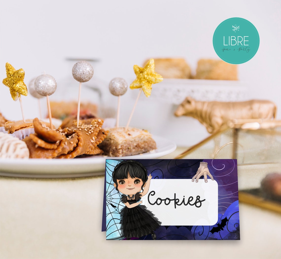 Printable Wednesday Addams Food Tent Labels or Place Tags Personalized ...