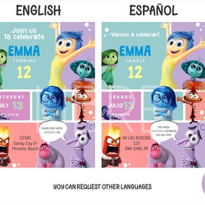 Invitación Digital e Imprimible de Inside Out, Fiesta de Cumpleaños ...