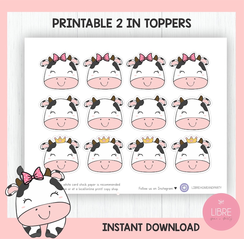 Cute Moo Cow Vaca Lola Centerpieces Cow 2 in Toppers , Farm Girl Party ...