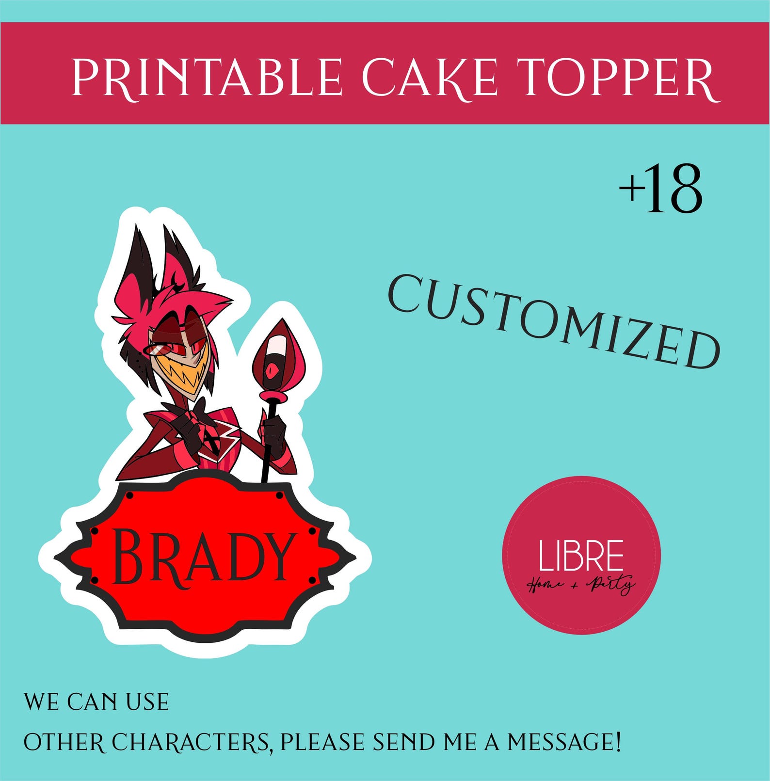Alastor Hazbin Hotel Cake Topper: Printable Party Decoration (+18 ...