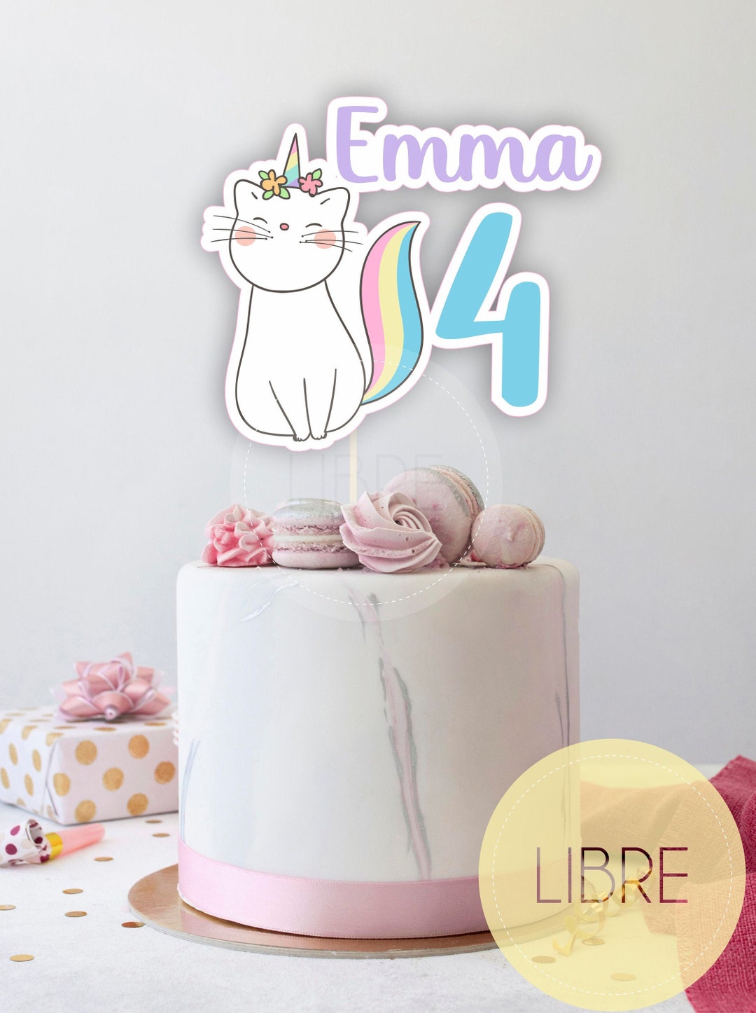 Personalized Printable Cake Topper, Gaticorn Baby Cake Topper Birthday ...