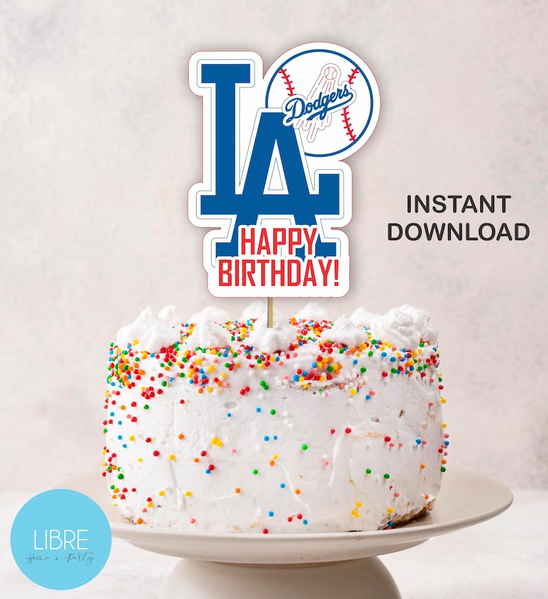 Dodgers Birthday Cake Topper: Printable Party Decoration (digital File ...