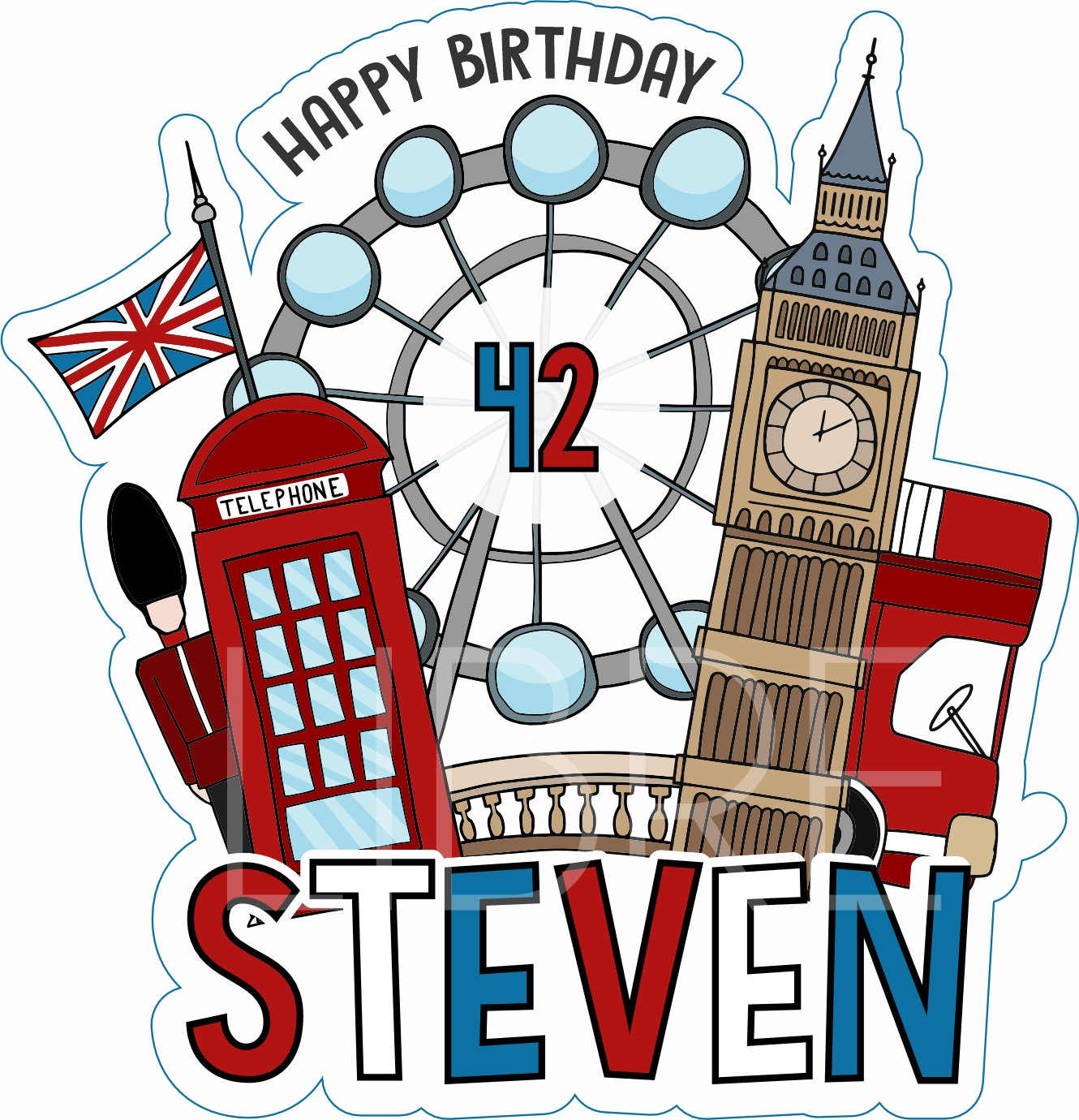 London Birthday Cake Topper: British Party Decor (digital Download) - Etsy