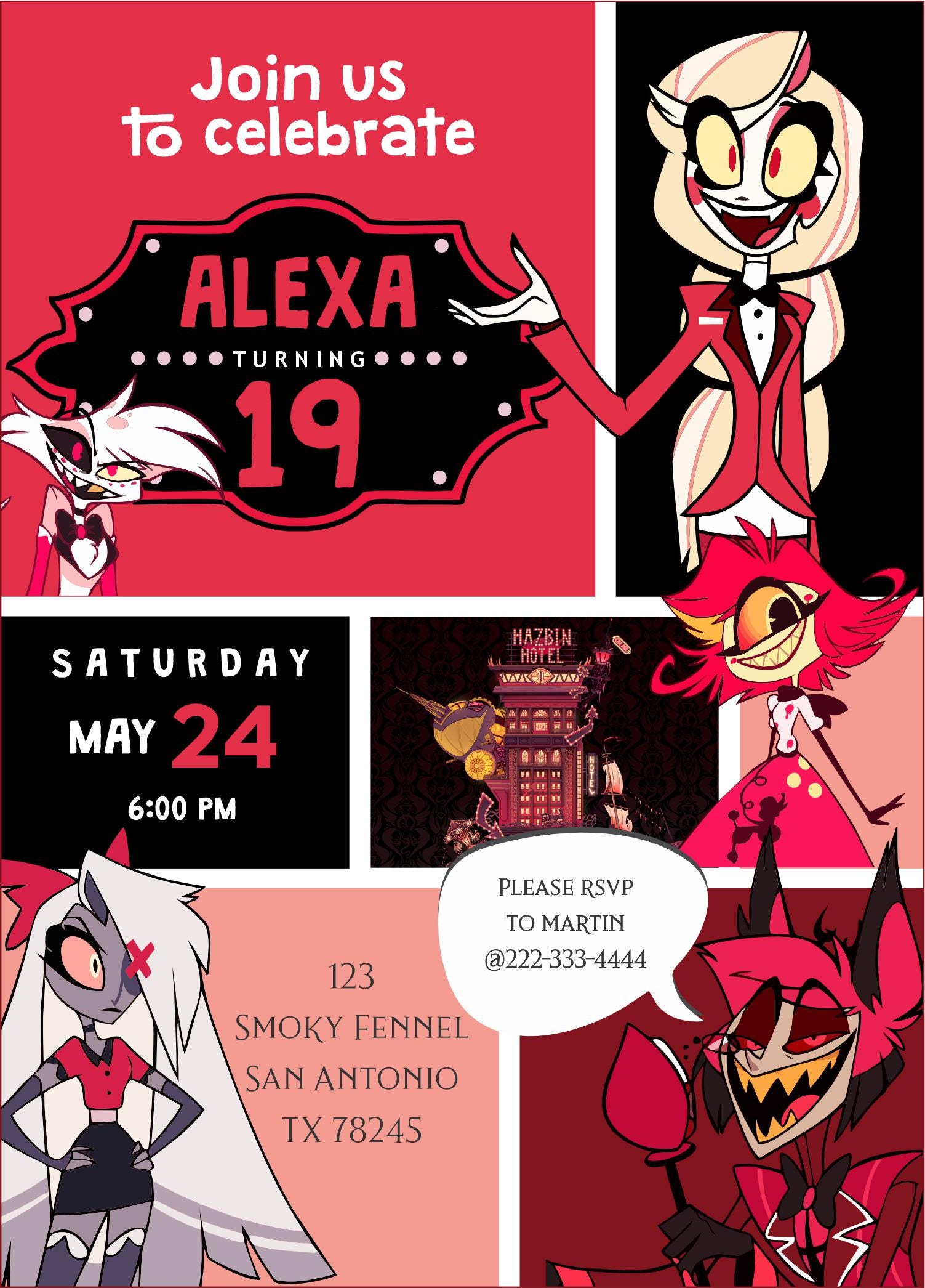 Custom Hazbin Hotel Birthday Invitation, Alastor & Charlie (digital) - Etsy