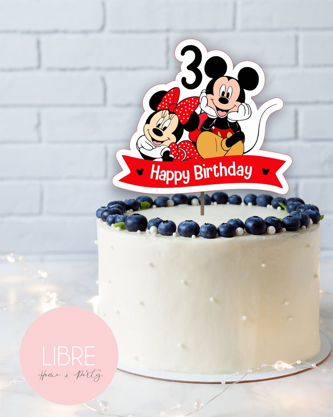Mickey Minnie Mouse Printable Cake Topper, Mickey Cake Topper Birthday ...