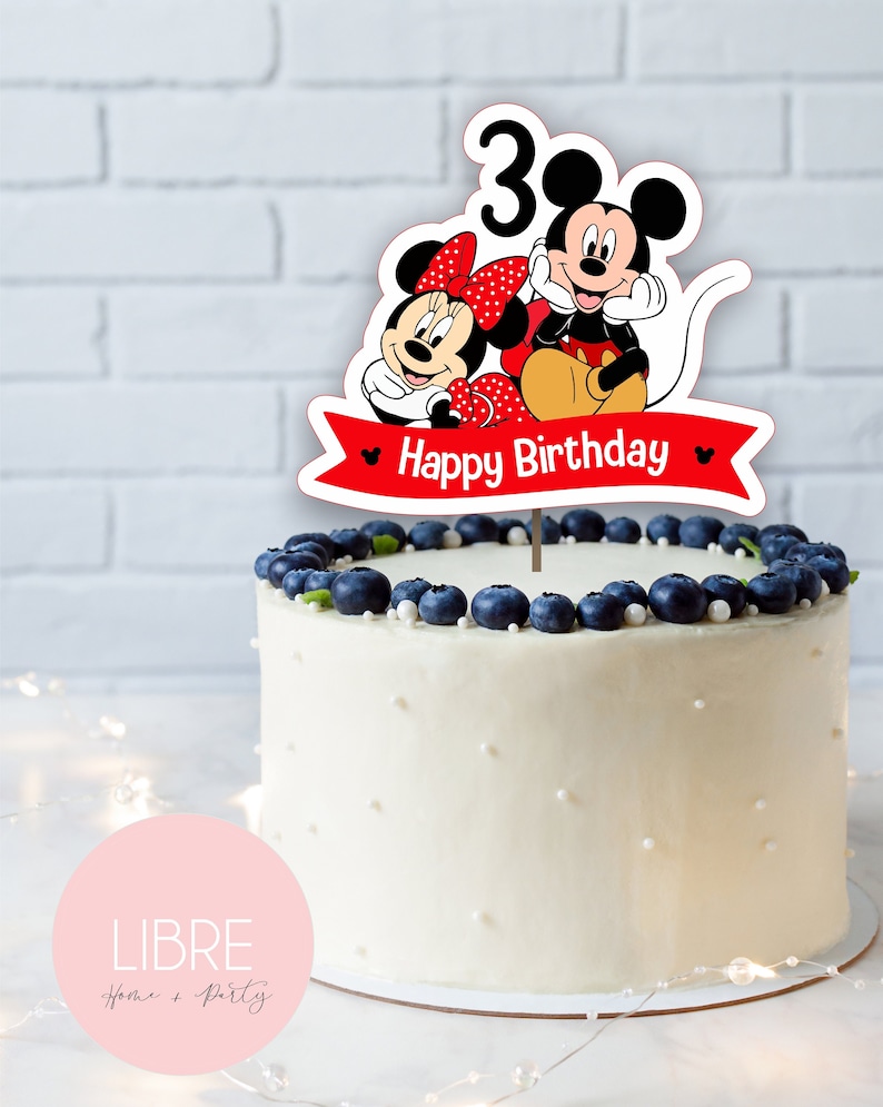 Mickey Minnie Mouse Printable Cake Topper, Mickey Cake Topper Birthday ...