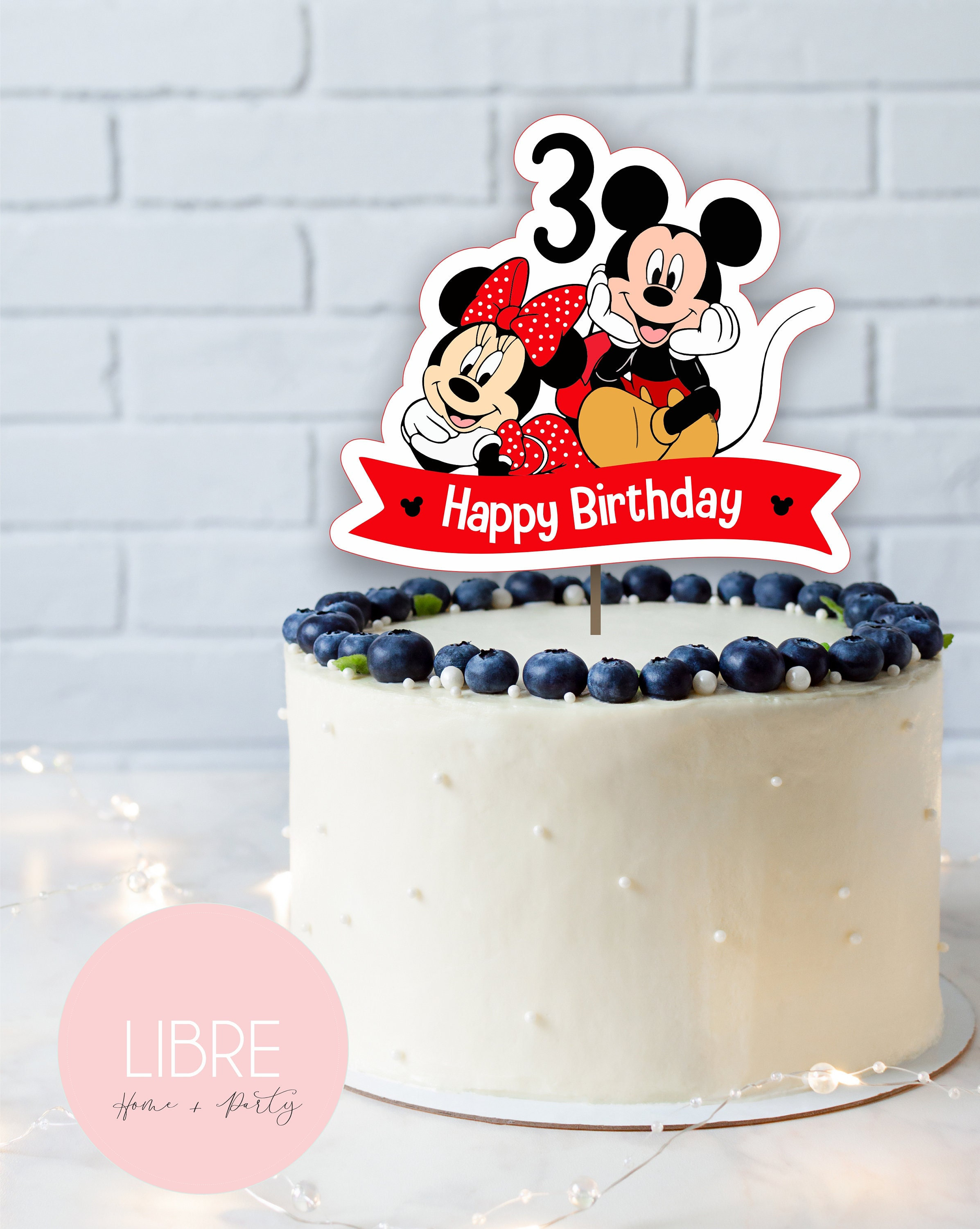 Mickey Minnie Mouse Printable Cake Topper, Mickey Cake Topper Birthday ...