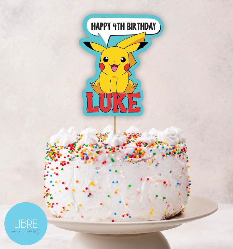 Pikachu Personalized Printable Cake Topper Pikachu Cake - Etsy