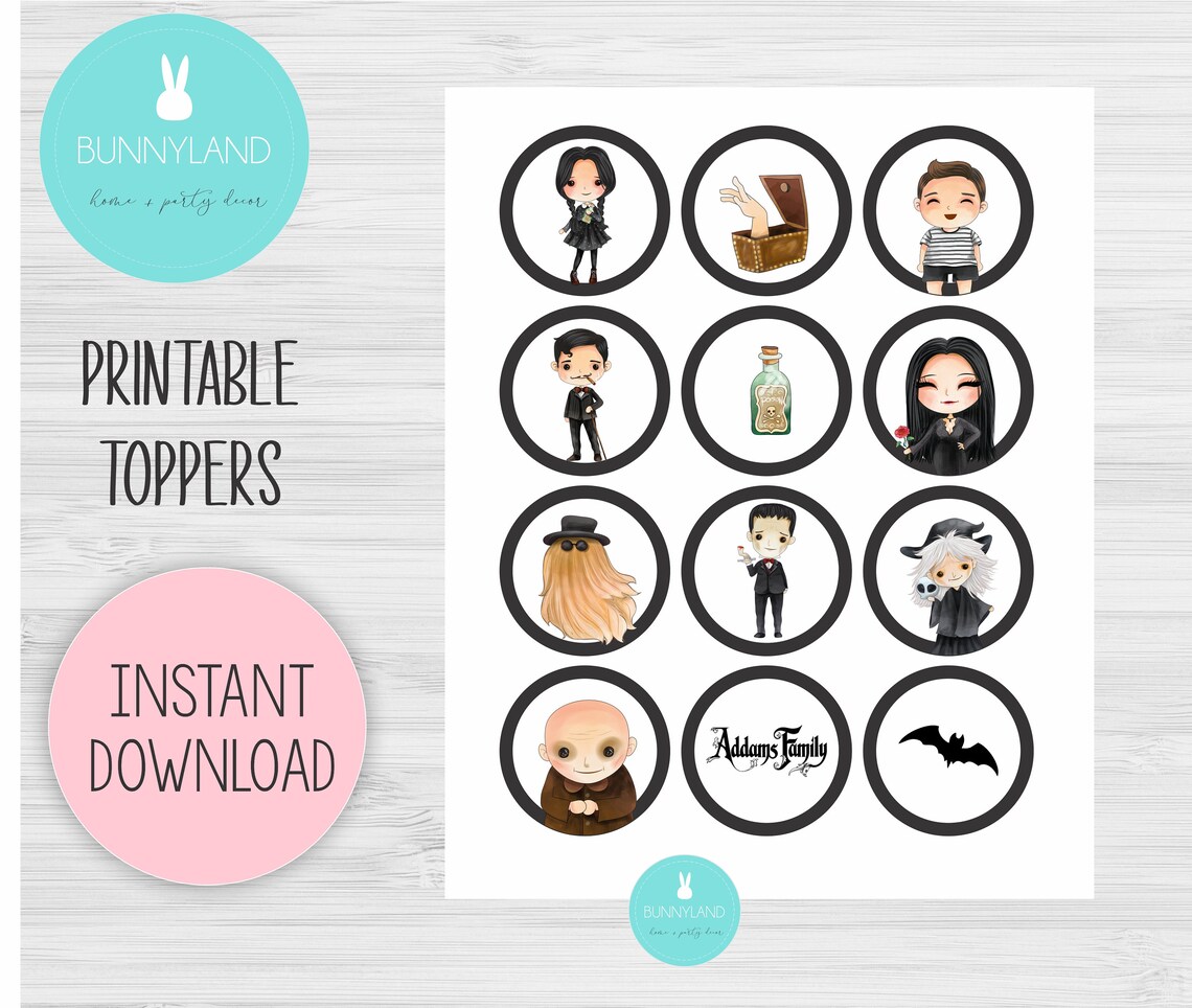 Addams Family Party Toppers: Printable Halloween Decor (digital ...