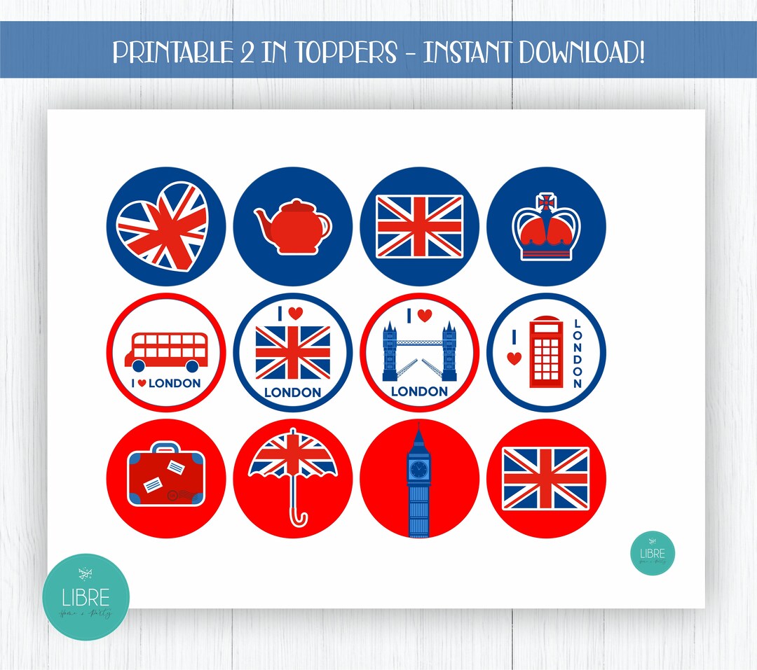London Printable Toppers, Party Toppers, City Toppers, Londres Toppers ...