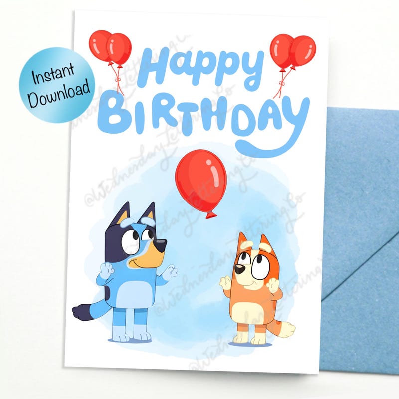 Bluey 5 Birthday Card - Etsy