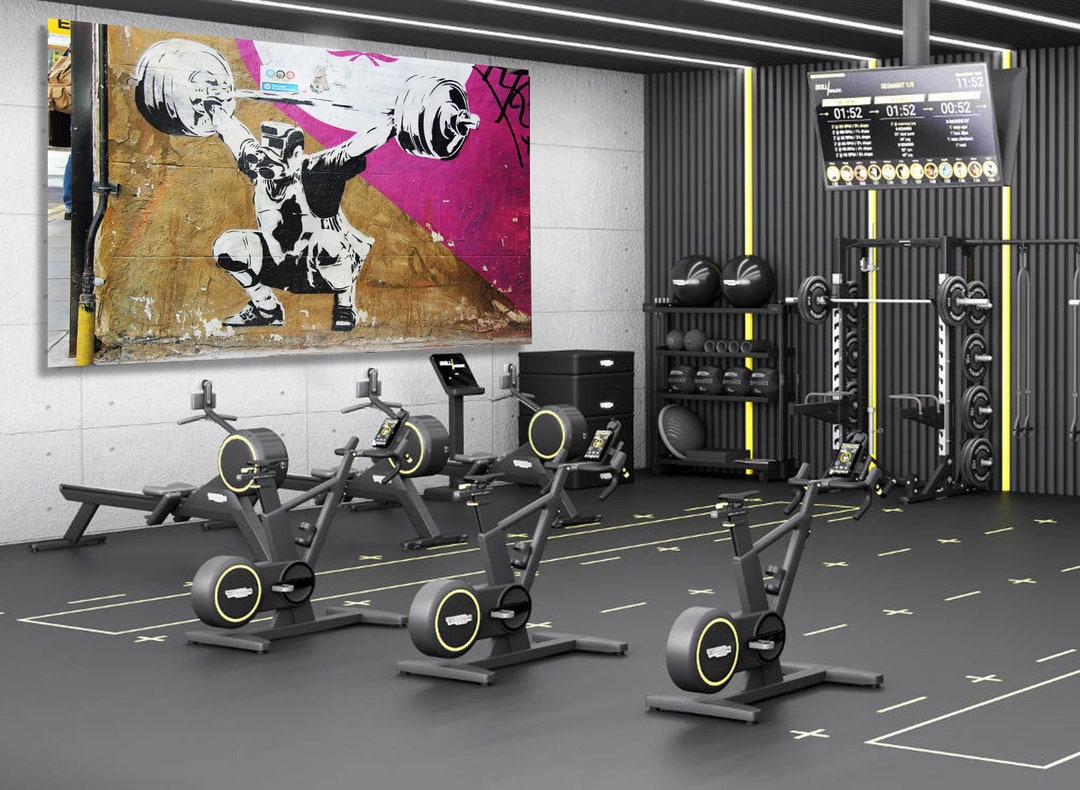Street Art Graffiti Sport Sportler mit Barbell, Extra große Wand Metall ...