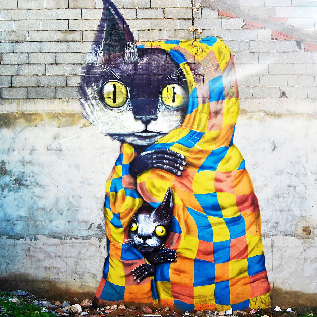 Cats Graffiti Street Art Printed on Metal, Extra Large Metal Wall Art ...
