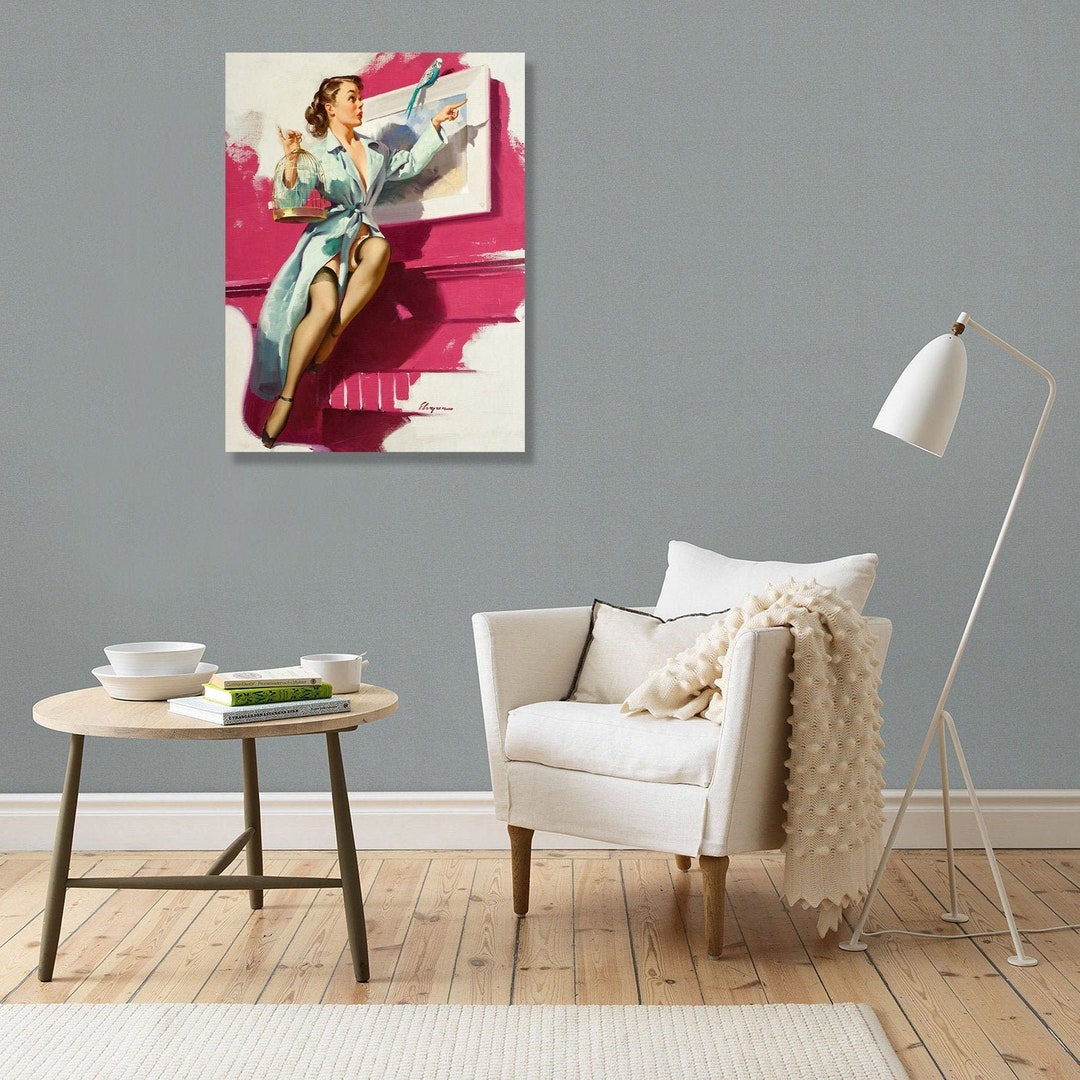 Gil Elvgren Pin-up Girl, Pretty Cagey, Wall Art Print Poster on Metal ...