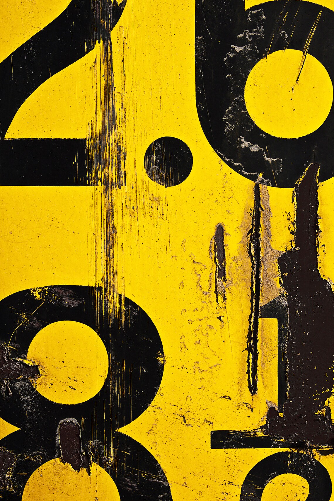 Extra Large Wall Art Metal Print, Grunge Style, Yellow and Black Metal ...