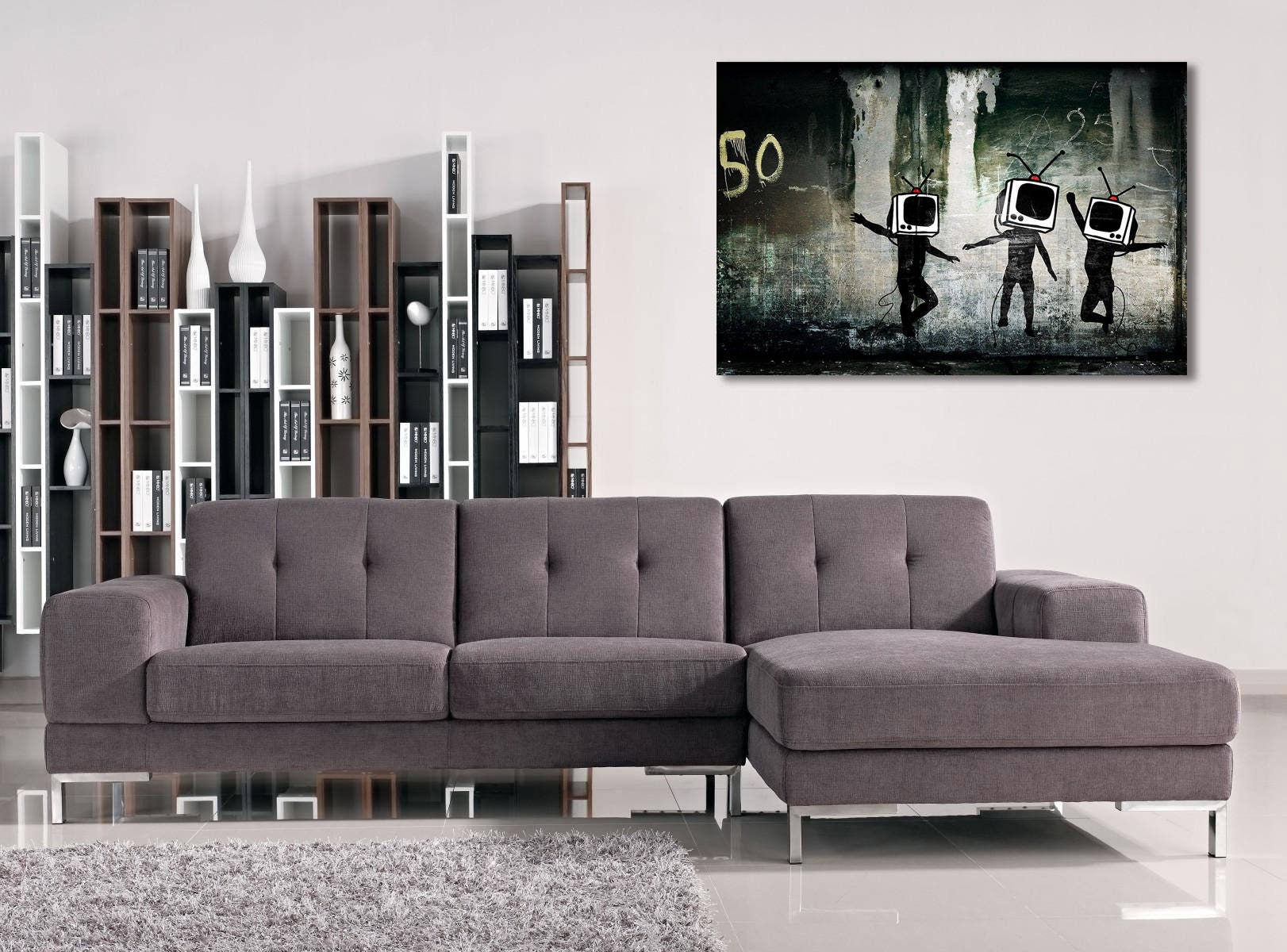 Banksy Television Heads Dance, Graffiti Street Art, Large Wall Metal ...