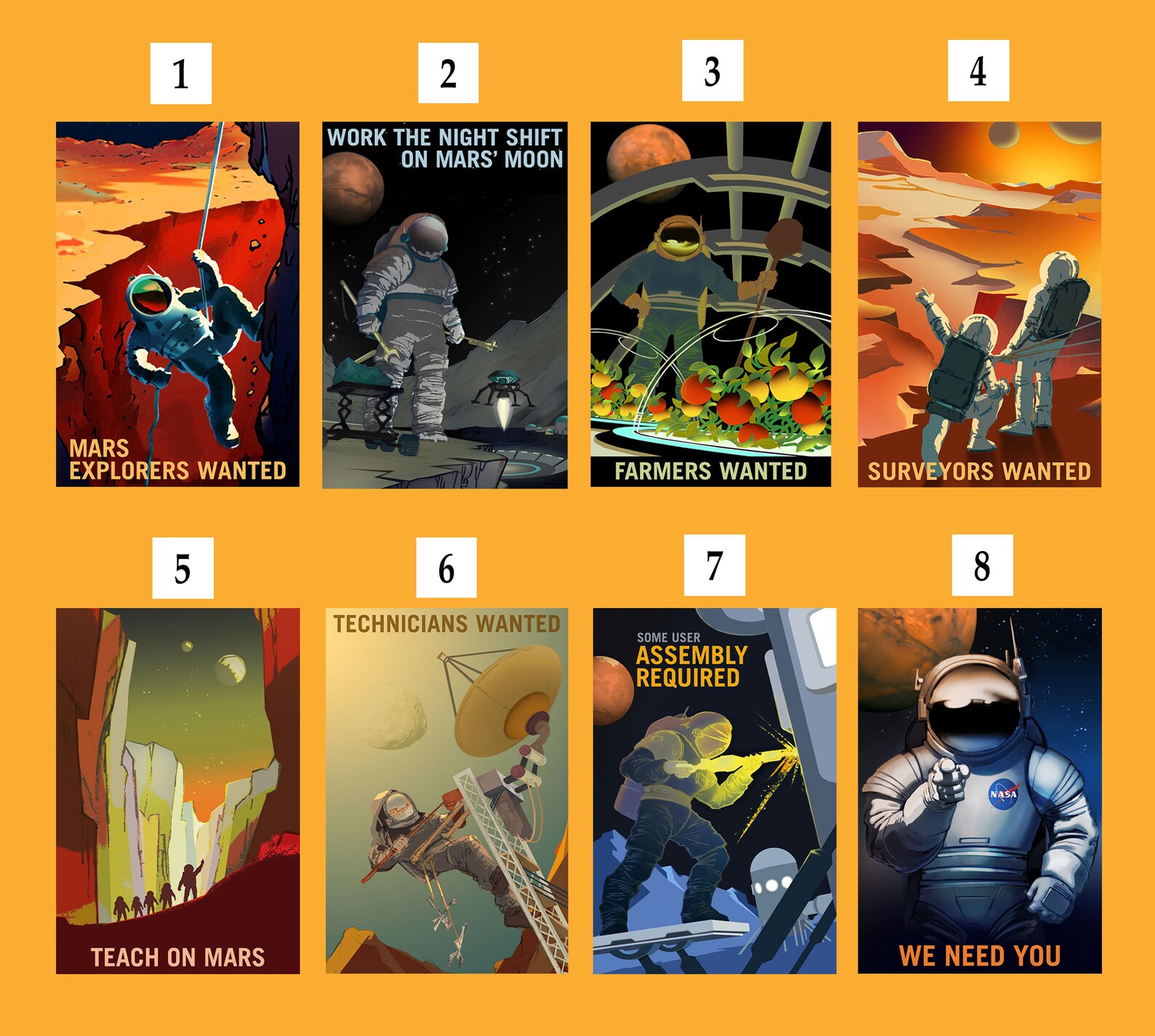 NASA Mars Recruitment Posters Explore Mars HR Space Poster | Etsy