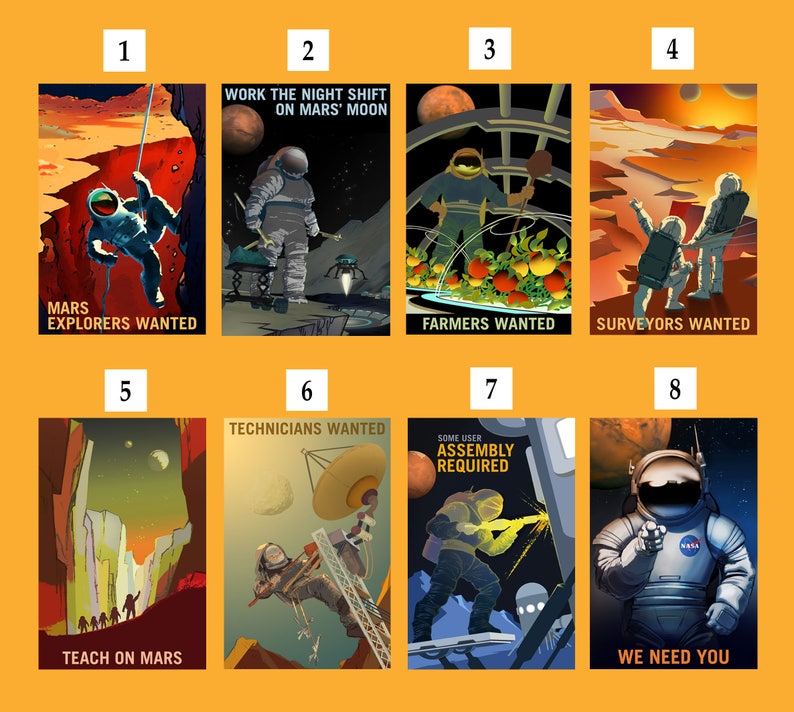 NASA Mars Recruitment Posters Explore Mars HR Space Poster - Etsy