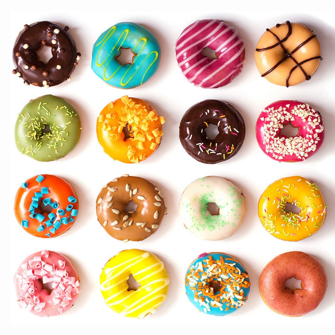 Large Modern Kitchen Wall Metal Art Print Multi-color Donuts | Etsy