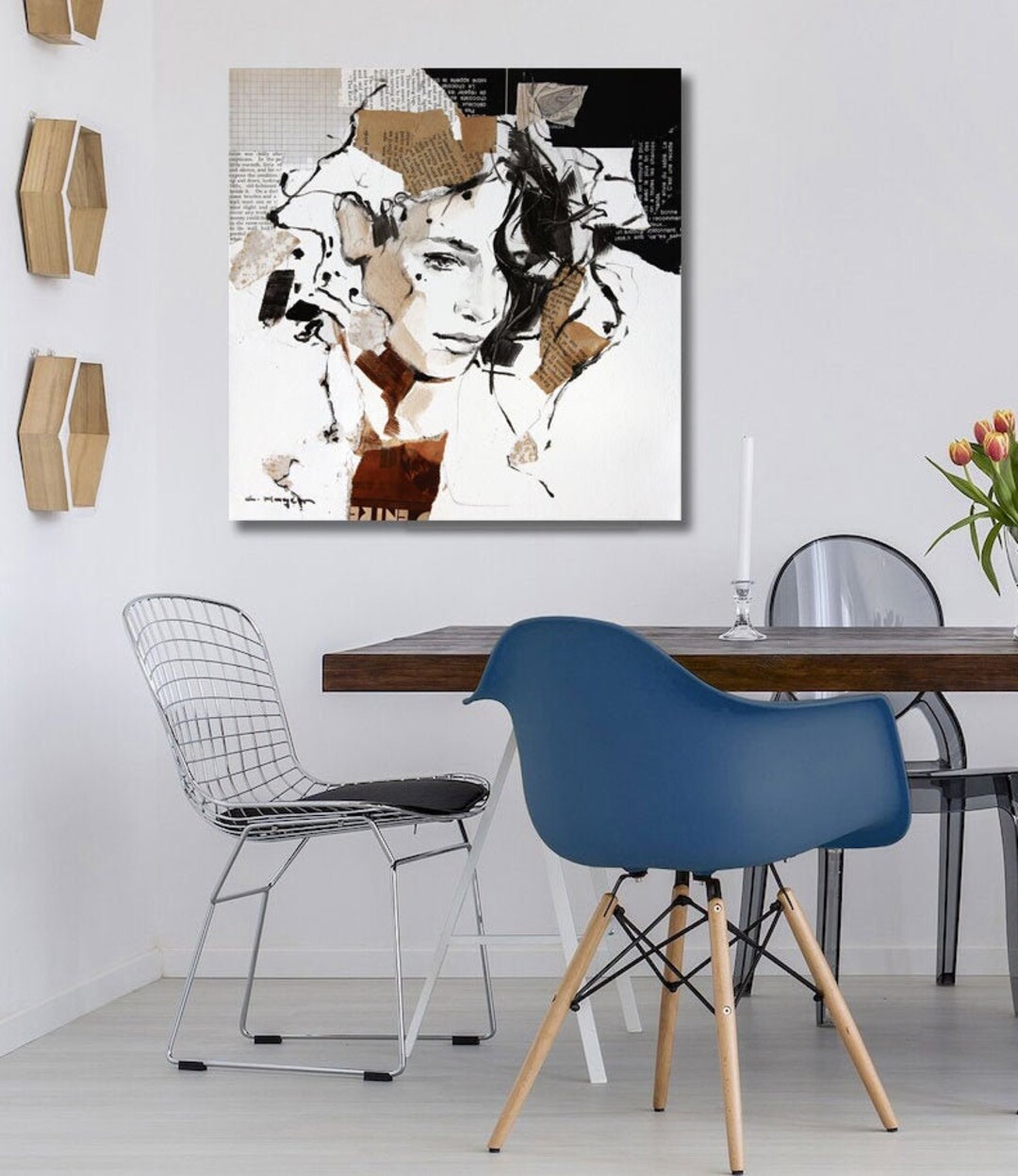 Carme MAGEM Sense Woman Portrait Collage Artwork, Large Metal Wall Art ...