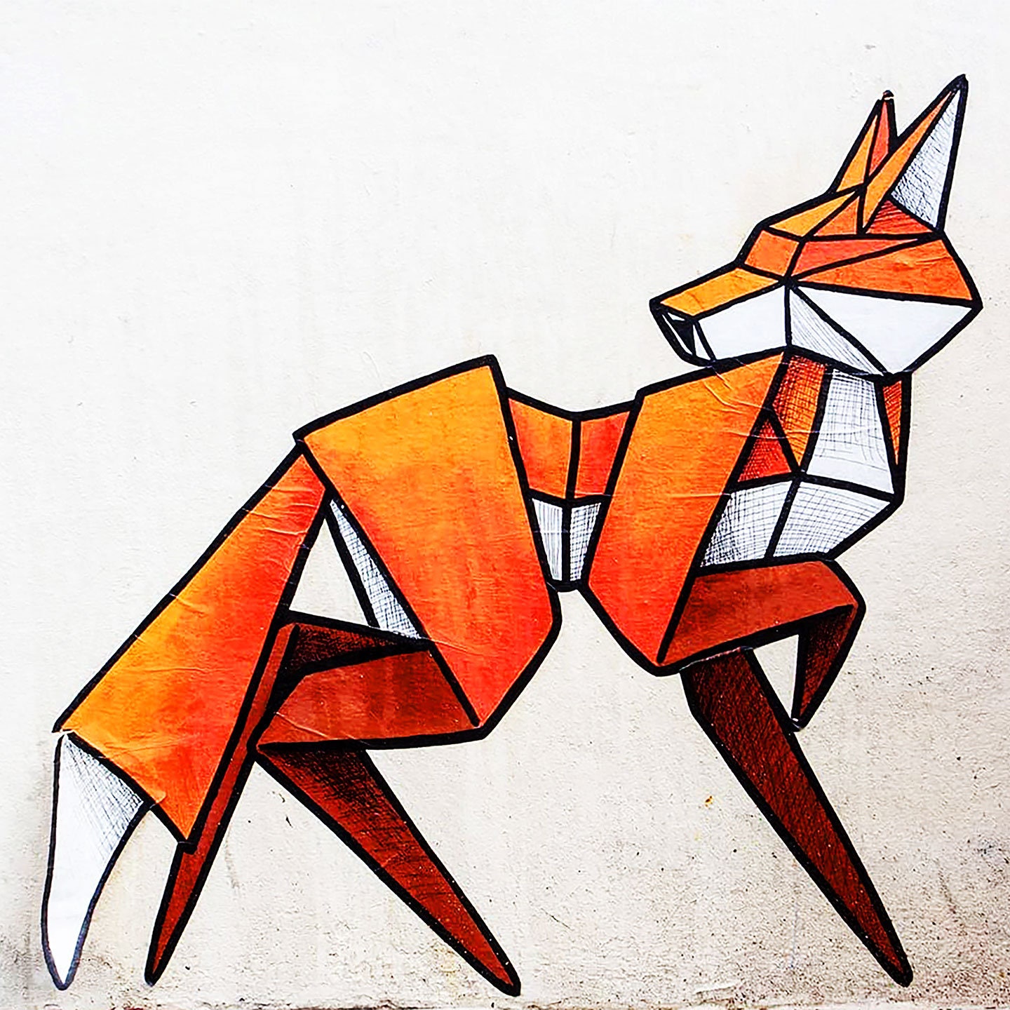 Graffiti Street Art Geometric Triangle Abstract Orange Fox | Etsy