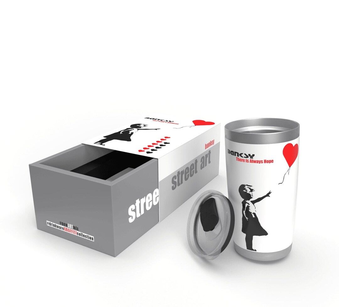 YETI Rambler 20oz Tumbler Printed Art in Gift Box, Banksy Girl With a ...