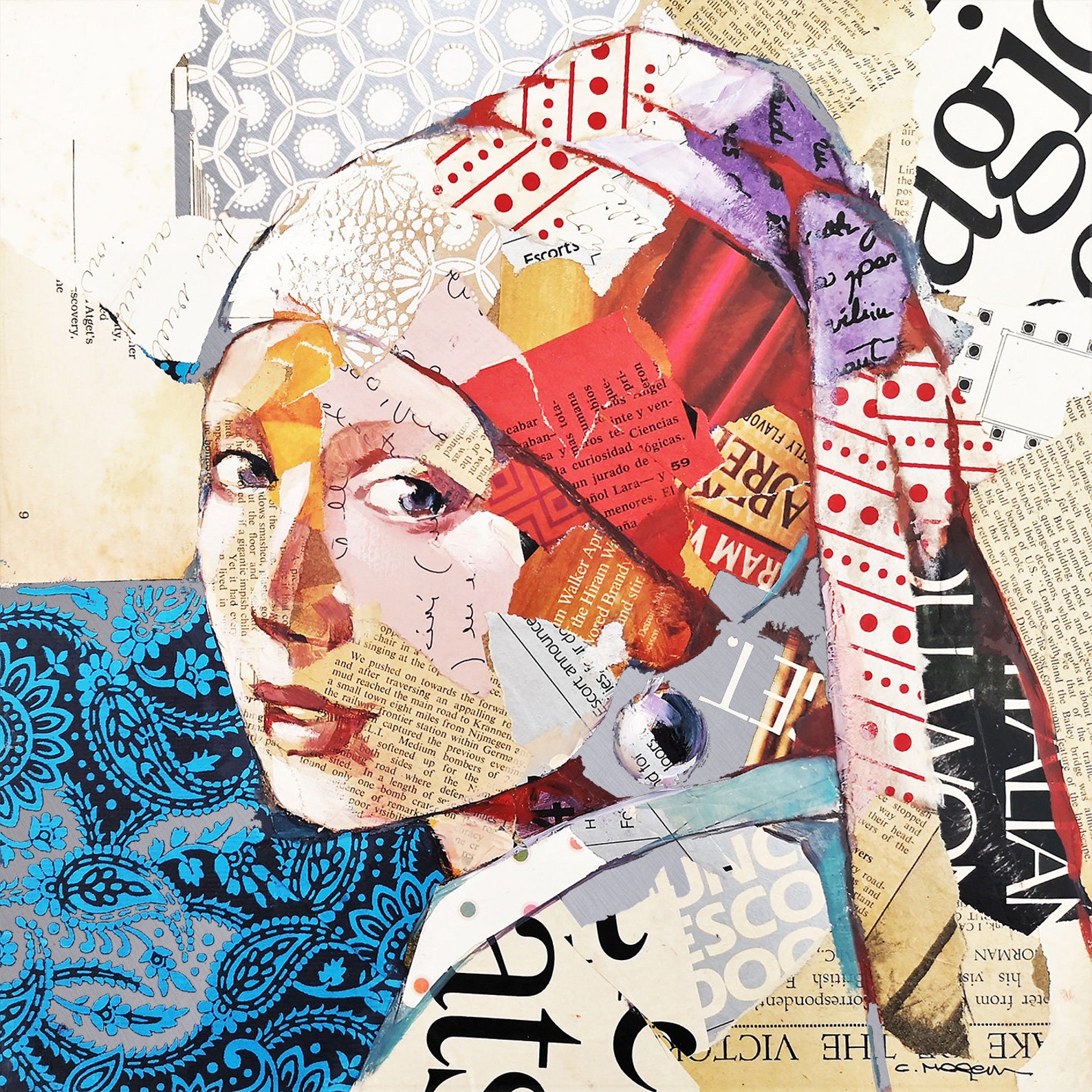 Carme MAGEM Rereading the Girl With Pearl Earring, Extra Large Art Wall ...