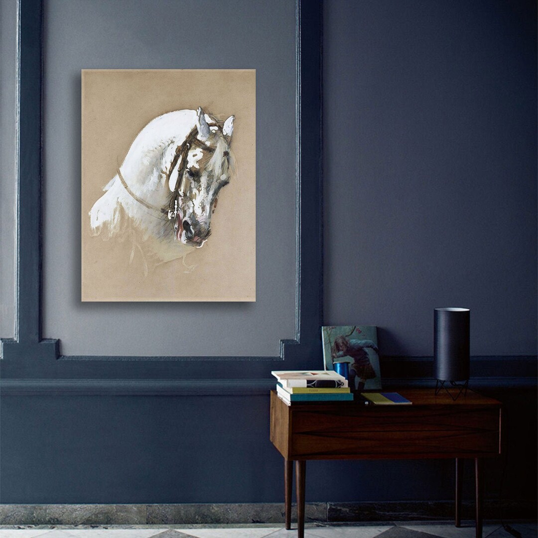 Isidore Pils the Head of a White Horse, Extra Large Wall Metal Art ...