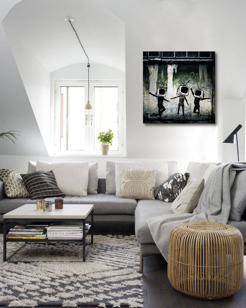 Banksy Television Heads Dance, Graffiti Street Art, Large Wall Metal ...