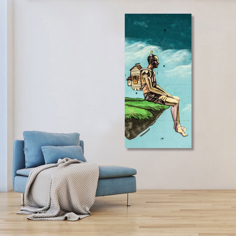 Man Dreaming on Cliff Graffiti Street Art Extra Large Scale - Etsy