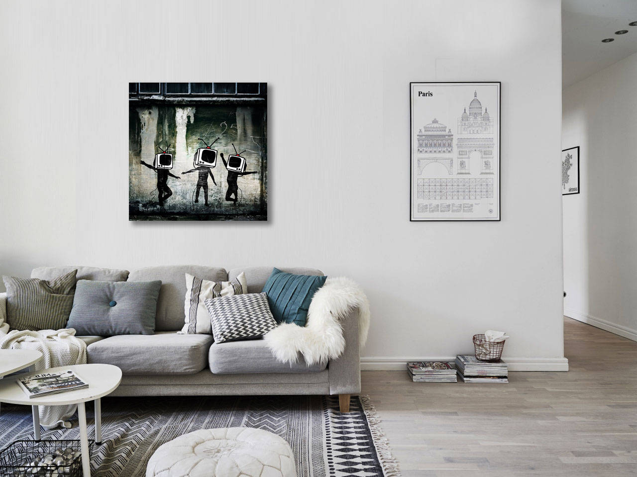 Banksy Television Heads Dance, Graffiti Street Art, Large Wall Metal ...