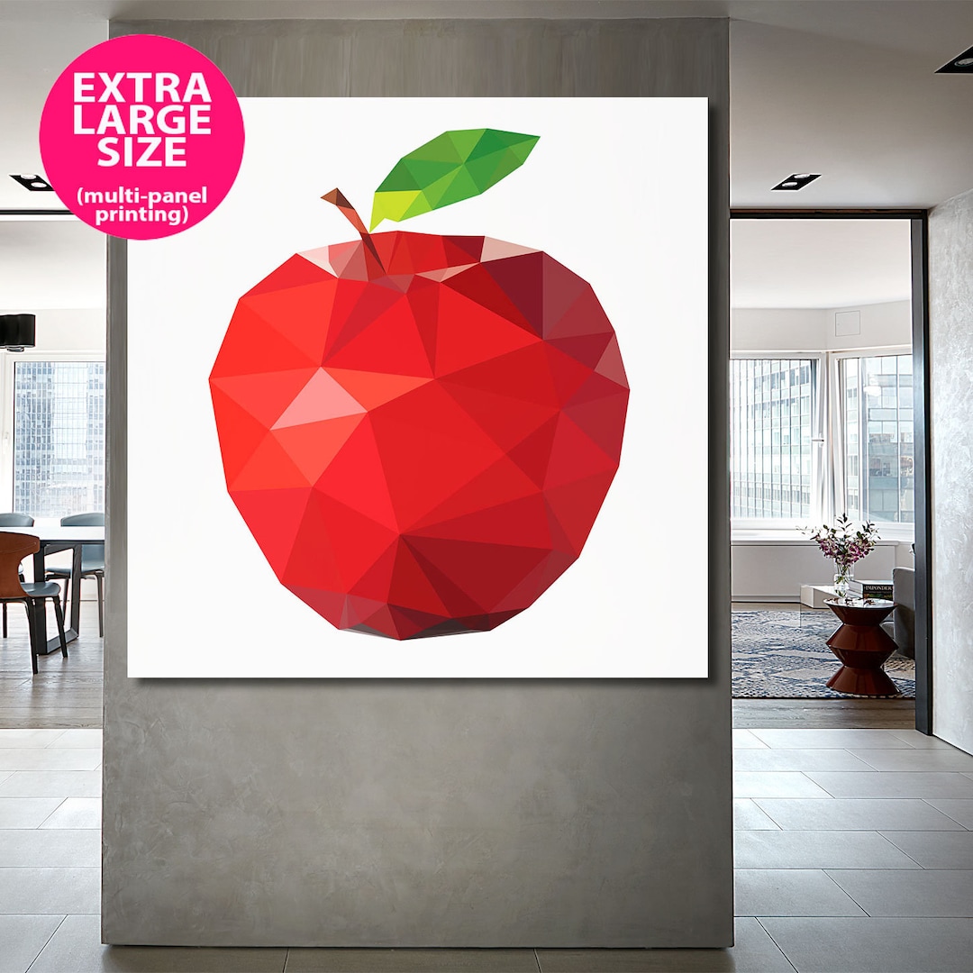 Red Apple Digital Art, Extra Large Modern Wall Metal Art Print for ...