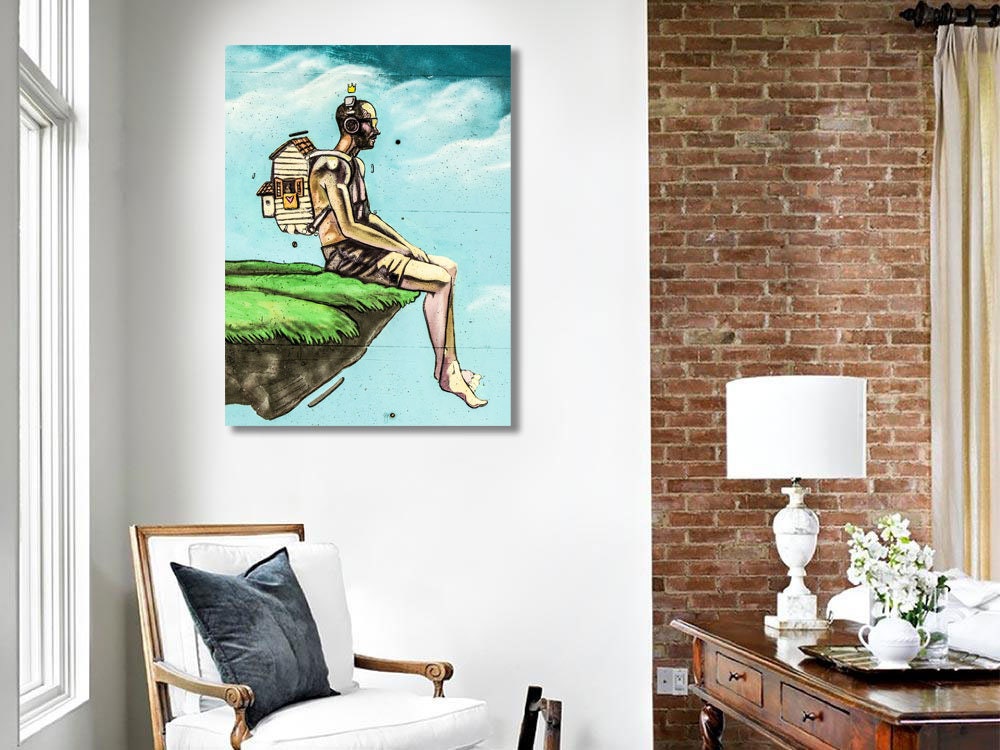 Man Dreaming on Cliff Graffiti Street Art Extra Large Scale | Etsy