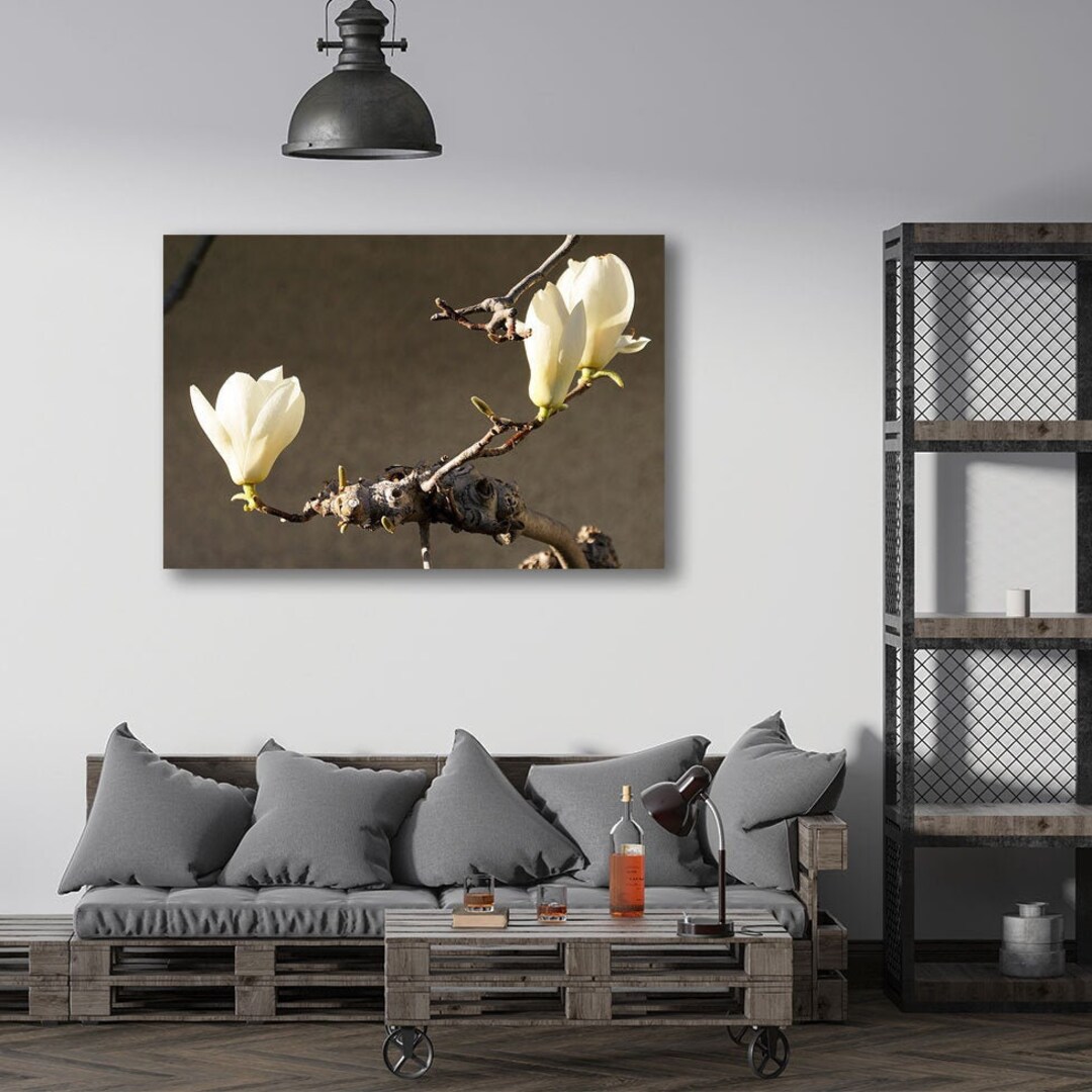 Extra Large Photo on Metal Blooming Magnolia, Oversized Floral Wall ...